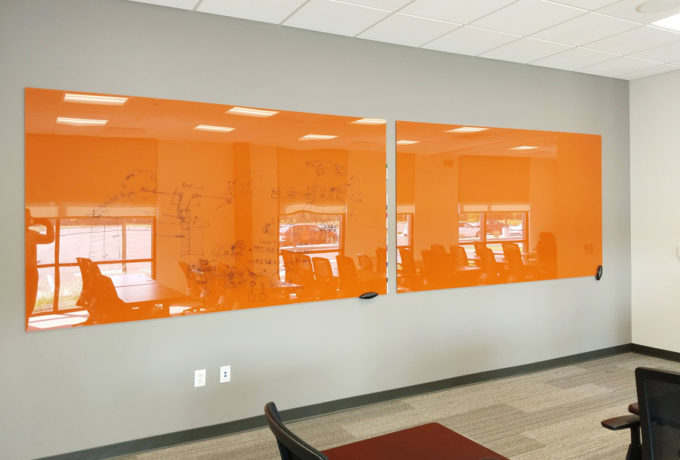 Dry-Erase Glass Marker Board in "Zesty Orange" | Bendheim