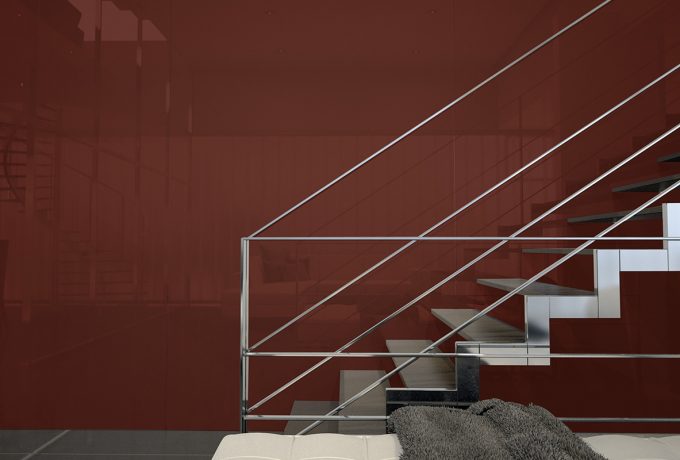 Back-Painted Glass in "Deep Oxblood Red" | Bendheim