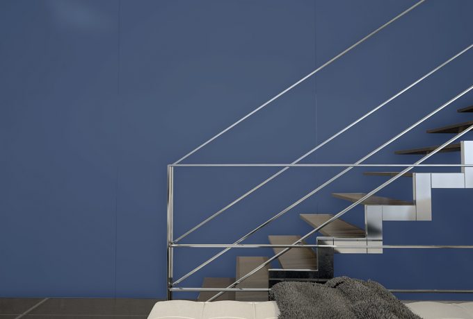 Textured Back-Painted Glass in "Blue Freesia" | Bendheim