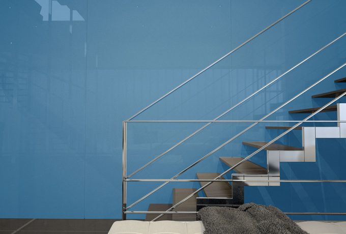 Back-Painted Architectural Glass in "Vivid Blue" | Bendheim