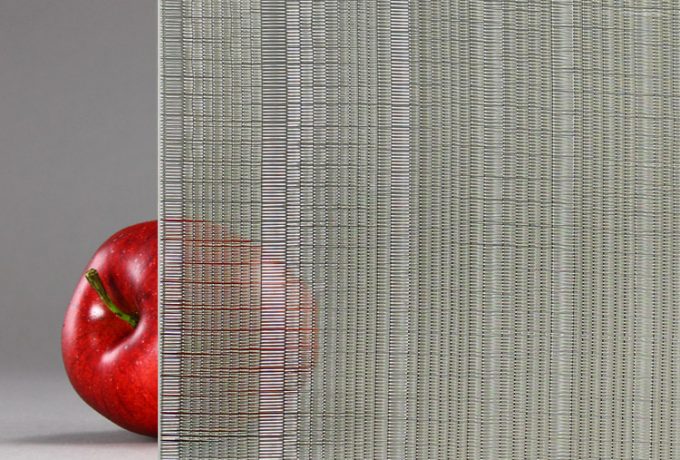 "White Gold Weave" Laminated Architectural Glass | Bendheim