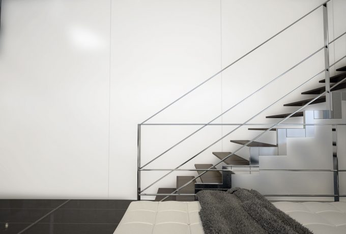 Etched Back-Painted Glass in "Brilliant White" | Bendheim